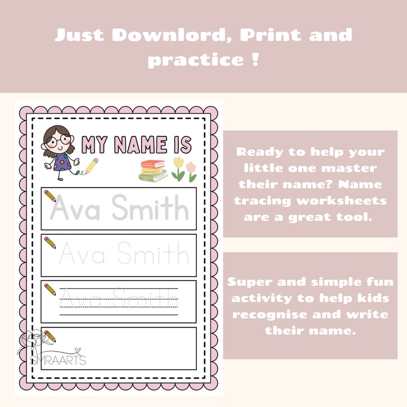 Name Trace Worksheet, Printable, Personalized Name, Name Practice ...