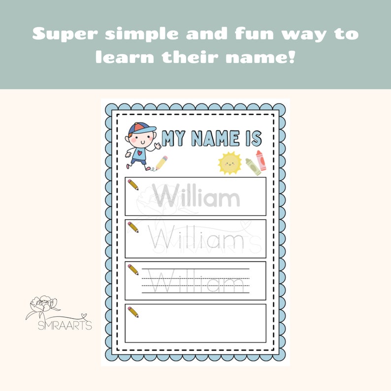 Personalized Name Tracing Worksheet, Preschool Printable (digital ...