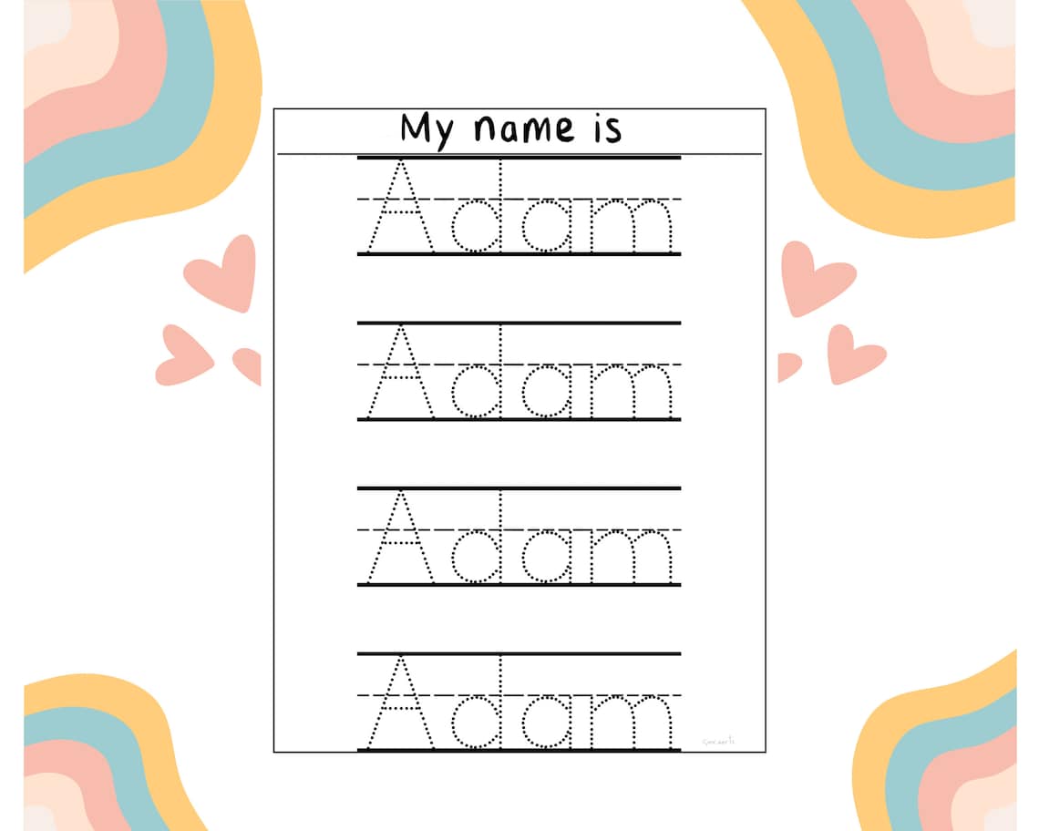 Printable,children's Custom Name Tracing Worksheet, Hand Writing ...