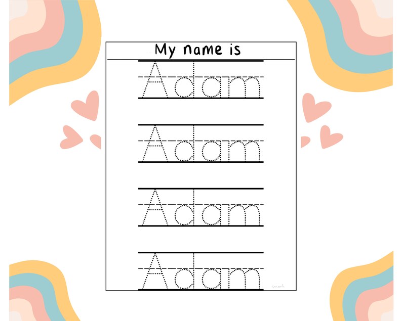 Custom Name Tracing Worksheet, Handwriting Practice (digital File) - Etsy