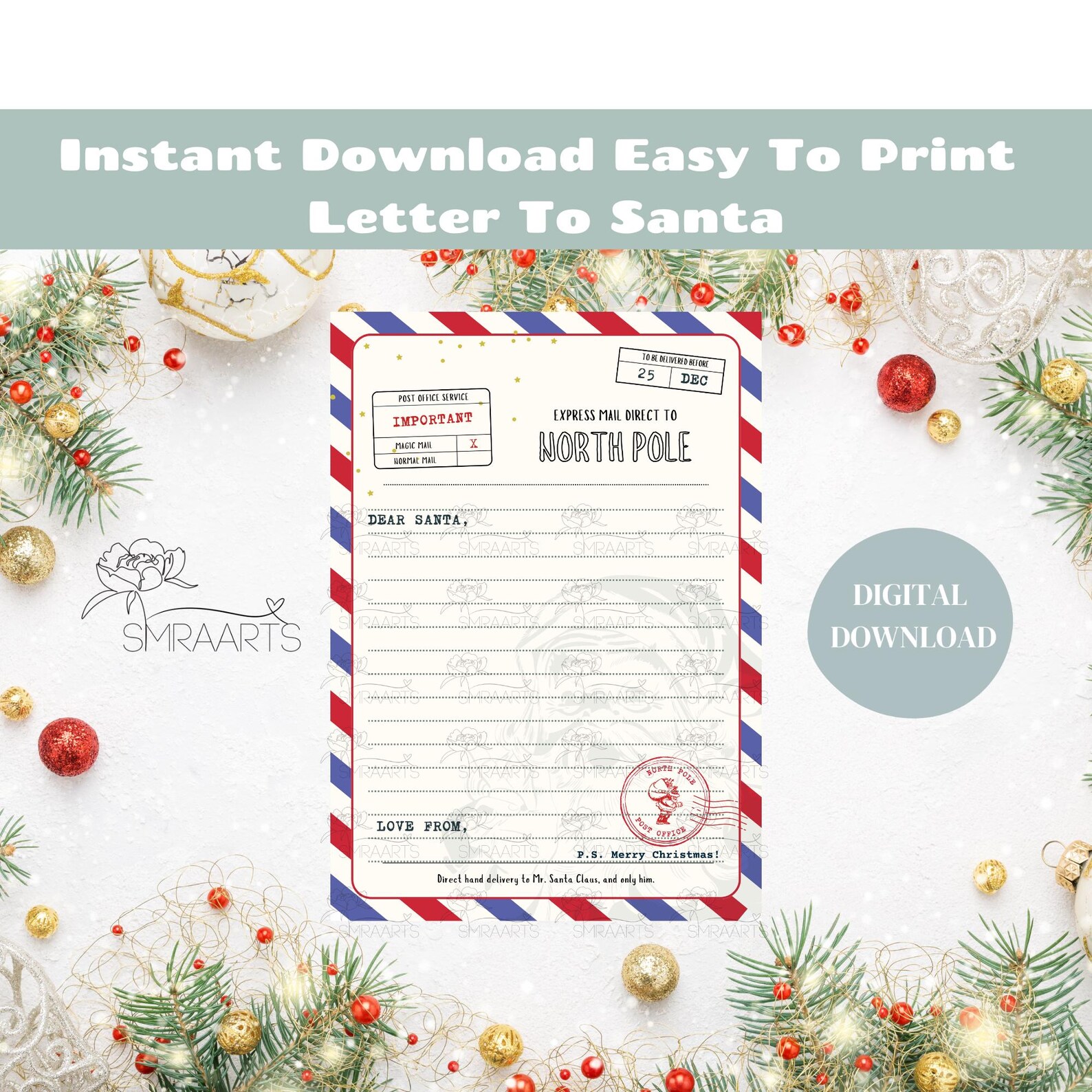 Letter to Santa Instant Download Letter to Santa Printable Letter to ...