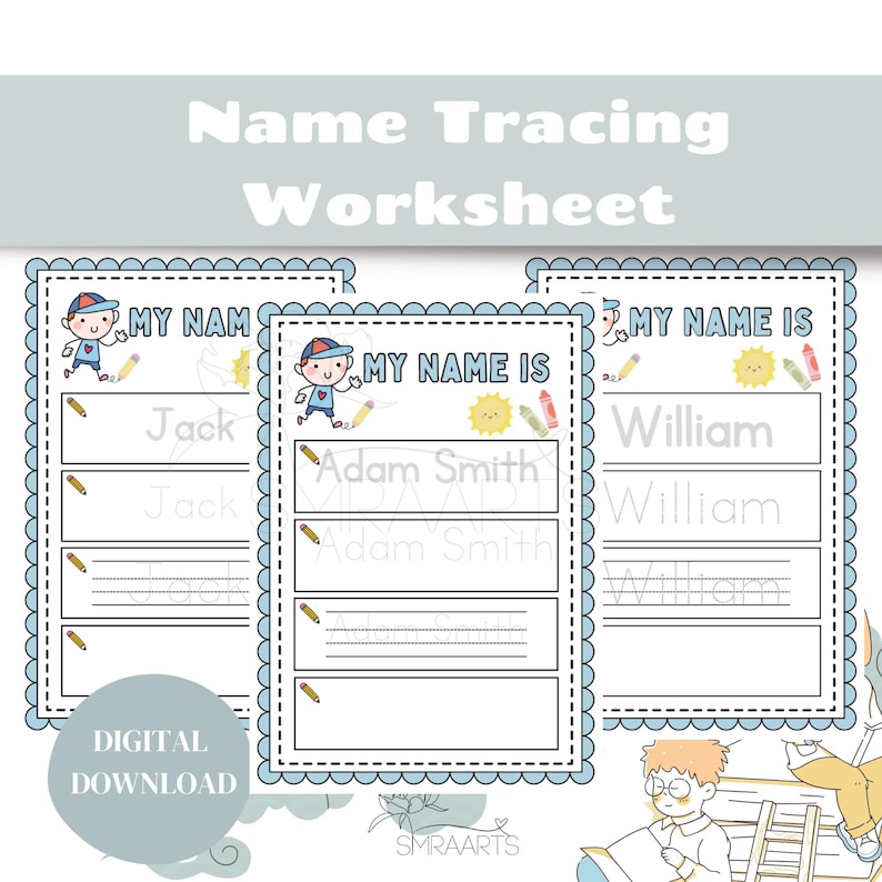 Name Trace Worksheet, Printable, Personalized Name, Name Practice ...