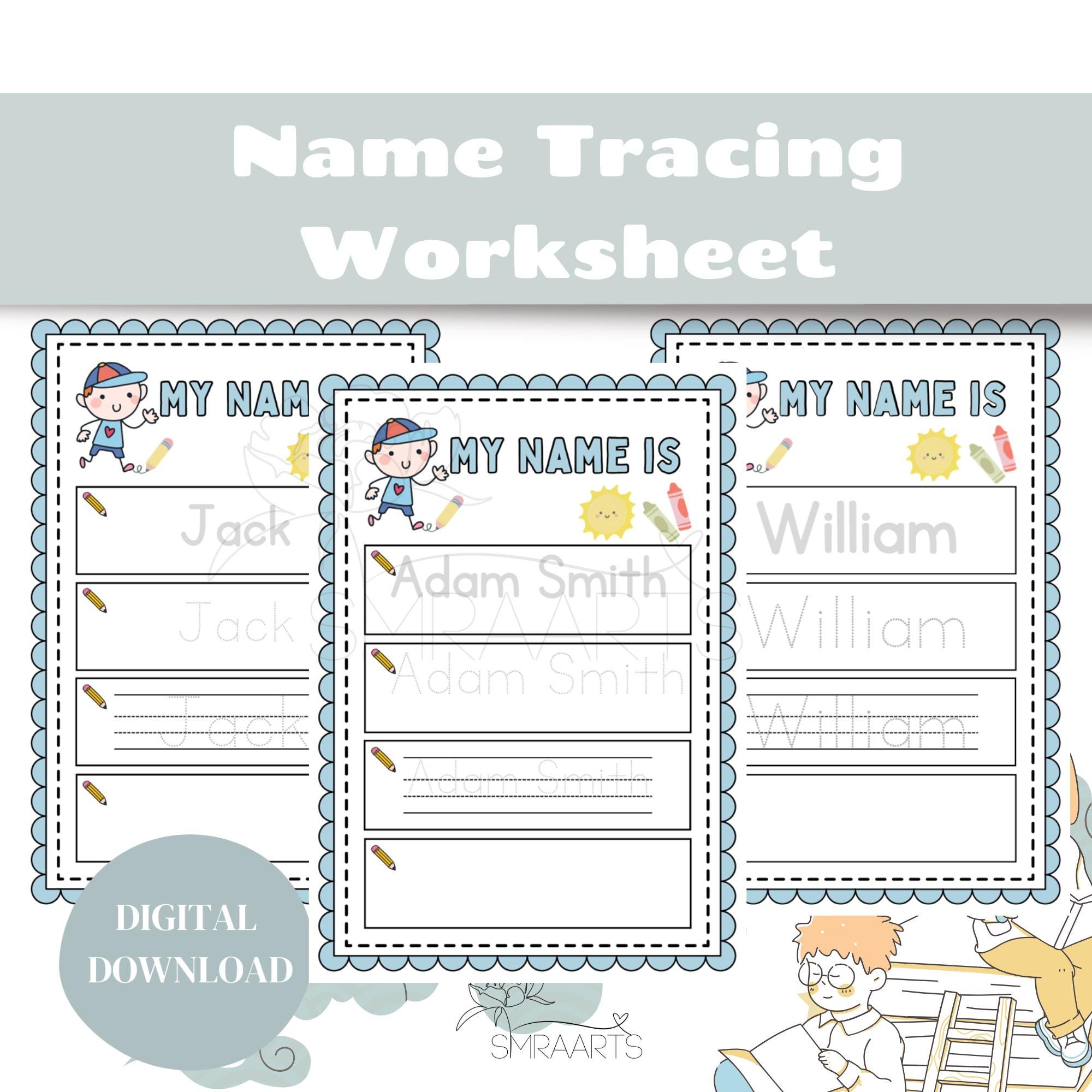 Name Trace Worksheet, Printable, Personalized Name, Name Practice ...