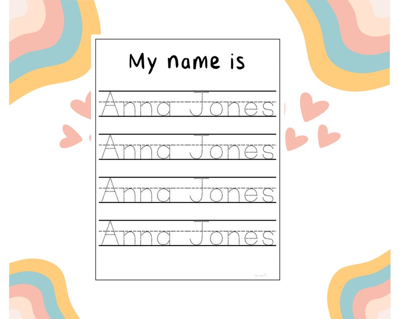 Printable,children's Custom Name Tracing Worksheet, Hand Writing ...