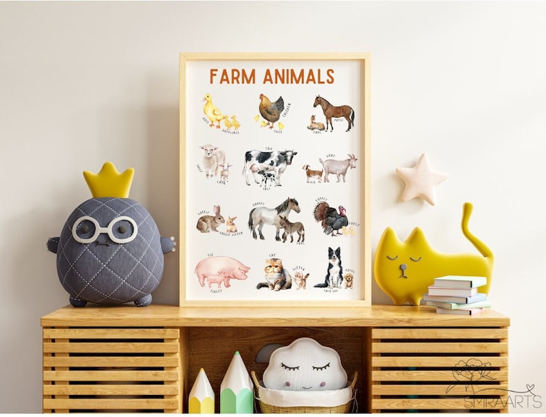 Nursery Farm Print, Farm Animal Poster, Farm Animal Print, Baby Farm ...