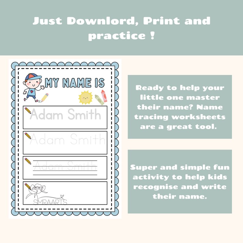 Name Trace Worksheet, Printable, Personalized Name, Name Practice ...