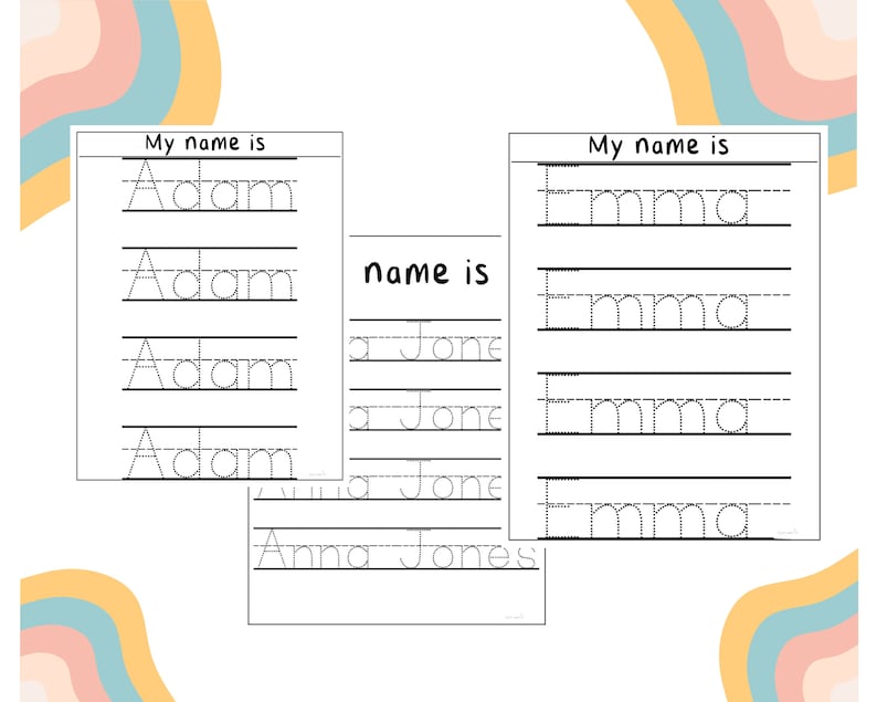Printable,children's Custom Name Tracing Worksheet, Hand Writing ...