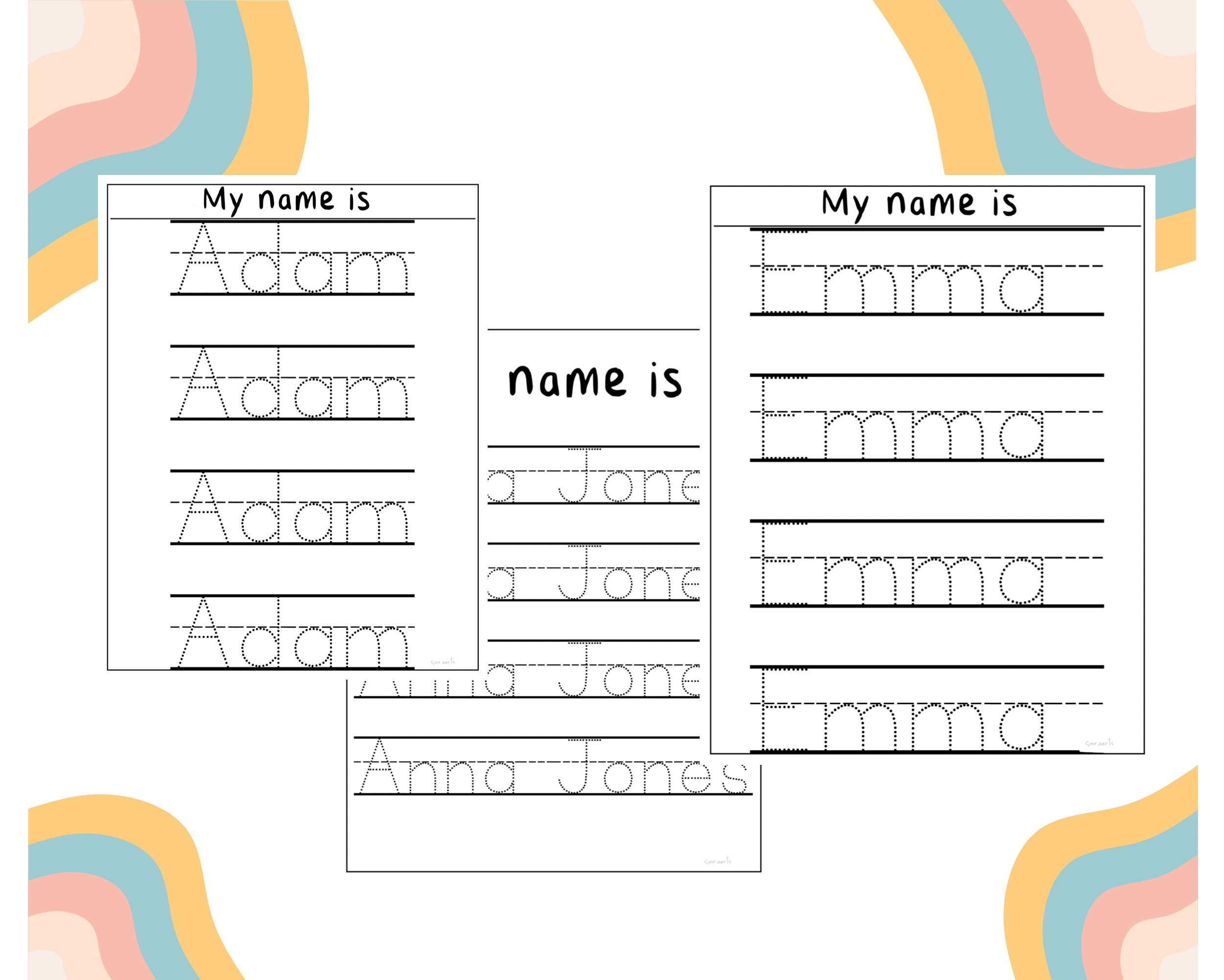 Printable,children's Custom Name Tracing Worksheet, Hand Writing ...