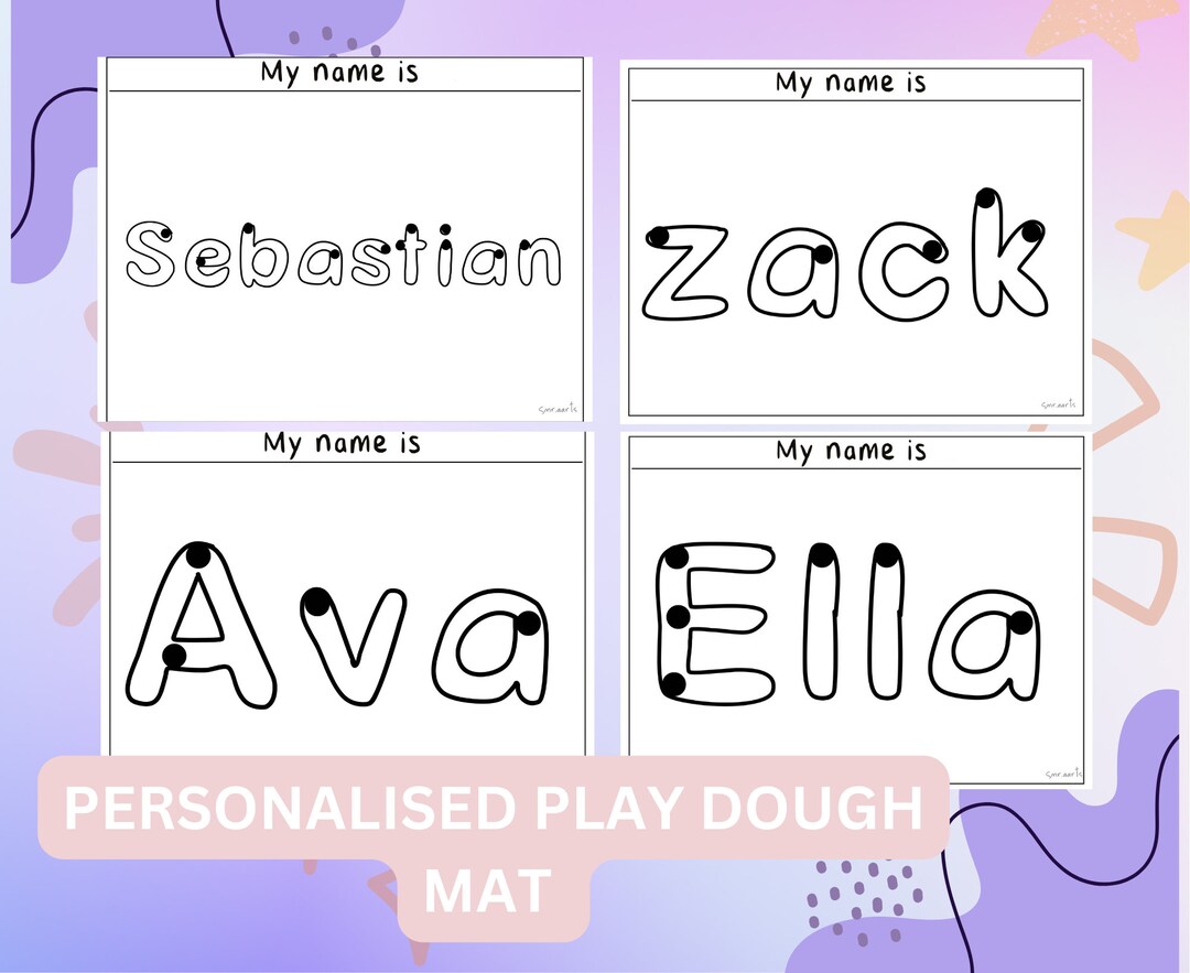 Printable, Play Dough Mat, Children's Custom Name, Name Practice ...