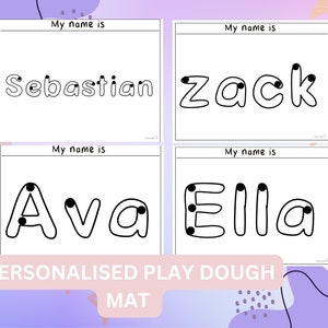 Printable, Play Dough Mat, Children's Custom Name, Name Practice ...