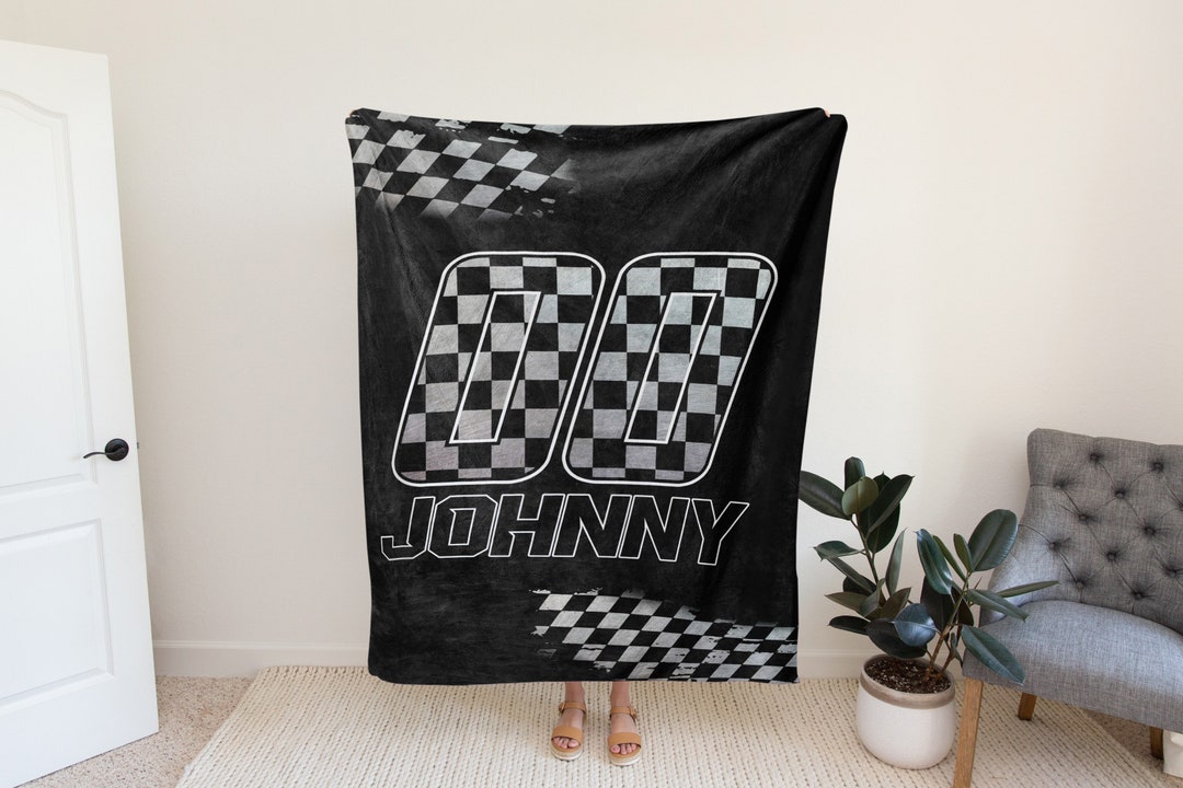 Custom Racing Checkered Flag Personalized Sport Blanket Gift for Racer ...
