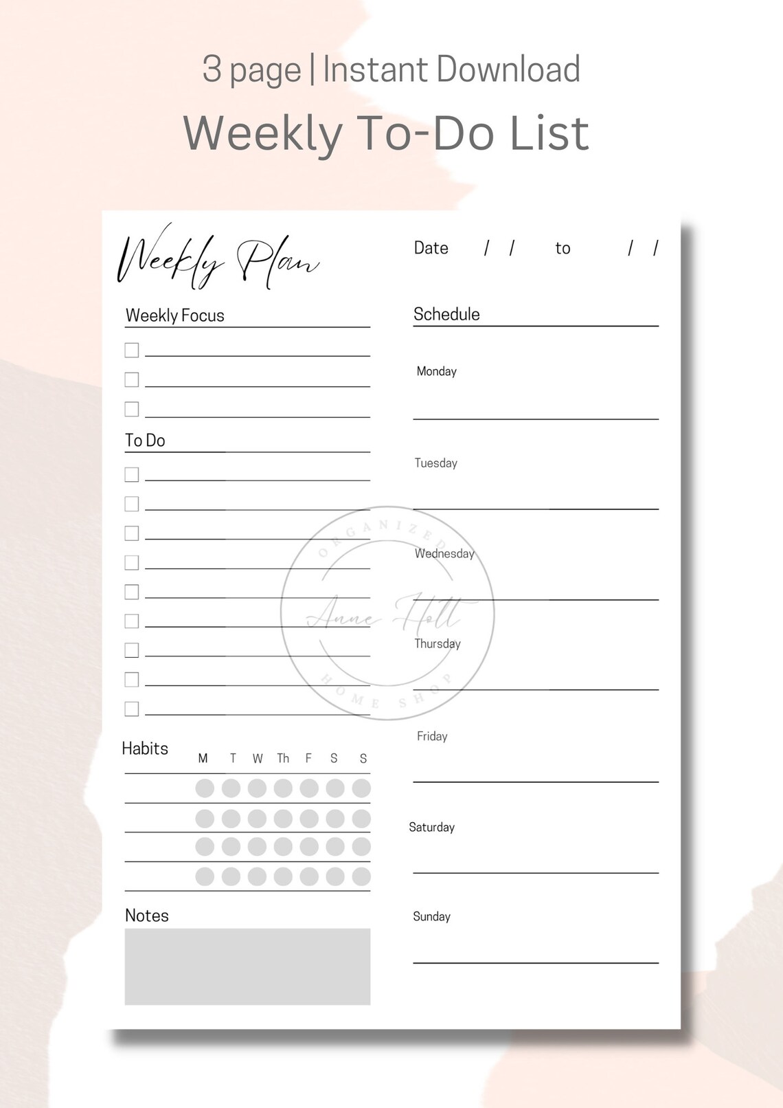 Daily Weekly Monthly Digital Planner - Etsy