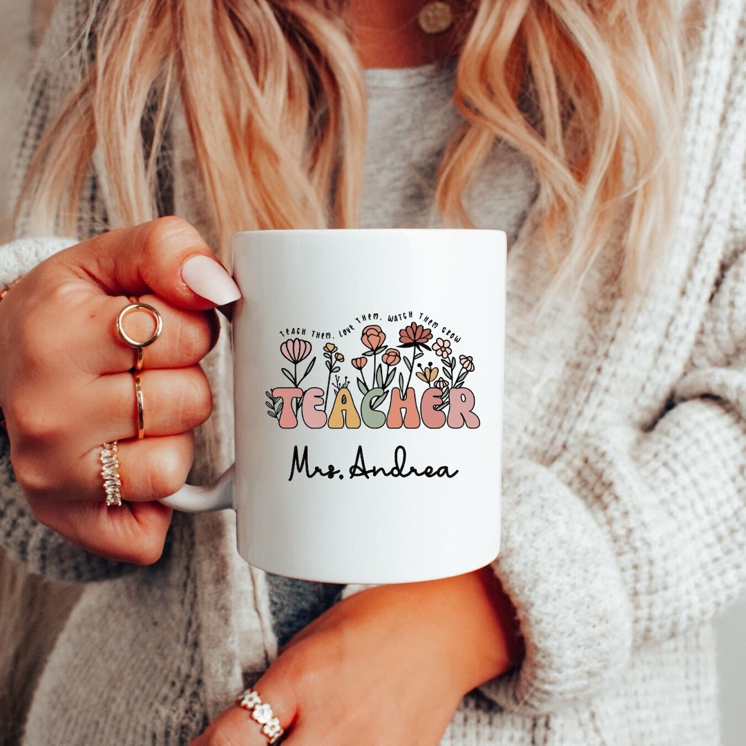 Regalo de agradecimiento al maestro, taza de café floral boho ...