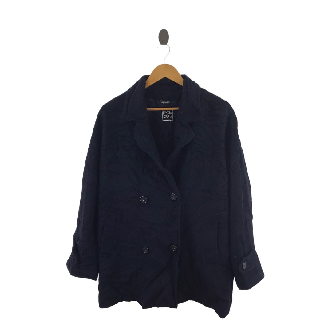 CINZIA ROCCA Italian Brand Wool Black Coat Jacket - Etsy