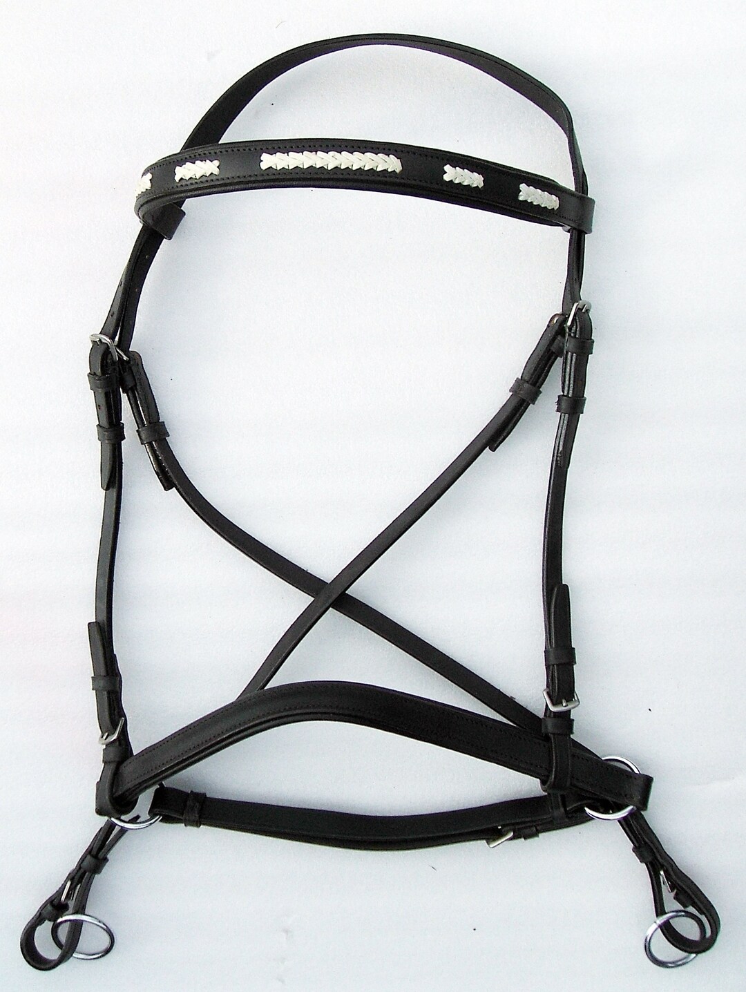 Extra Full Bitless Bridle Crossover Sidepull & Reins BLACK or CHESTNUT ...