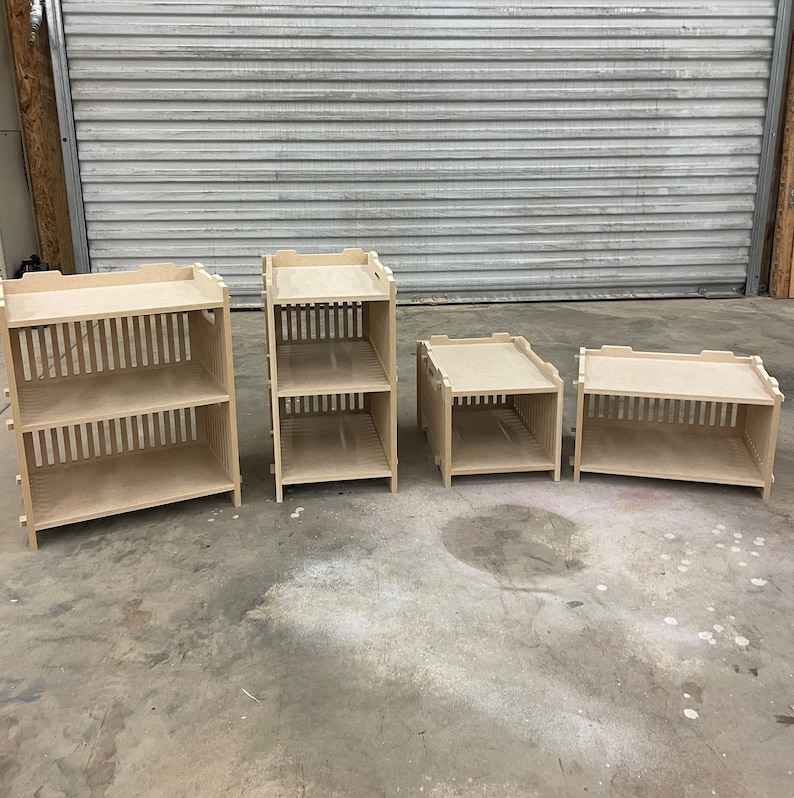 Stackable Shelves, CNC Router Files, DIY Stacking Wood Shelves, Modular Stackable Shelves, Crv ...