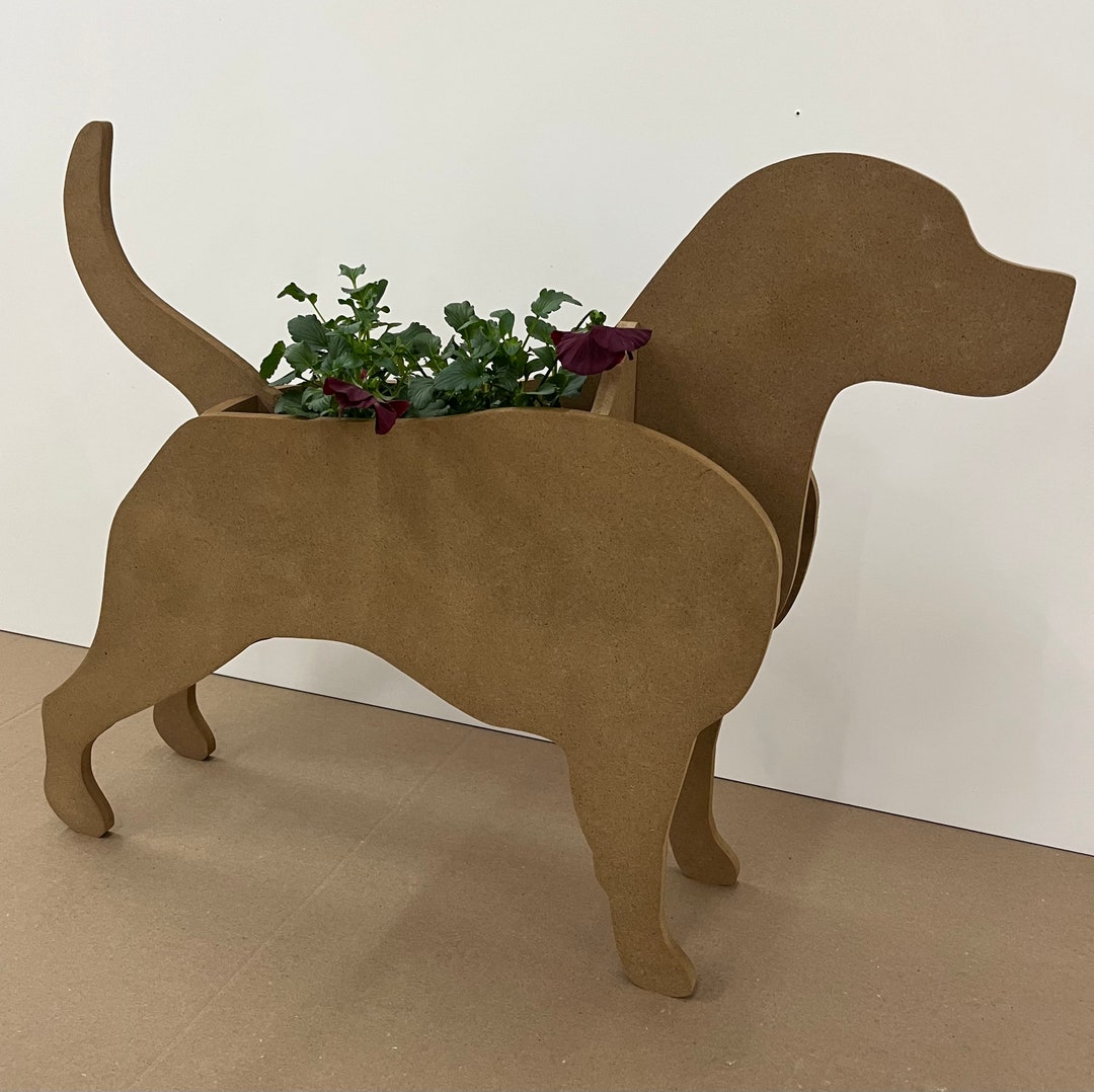Dog Pot, Wooden Pet, Dog Pattern, Decorative Planter, Wood Planter ...