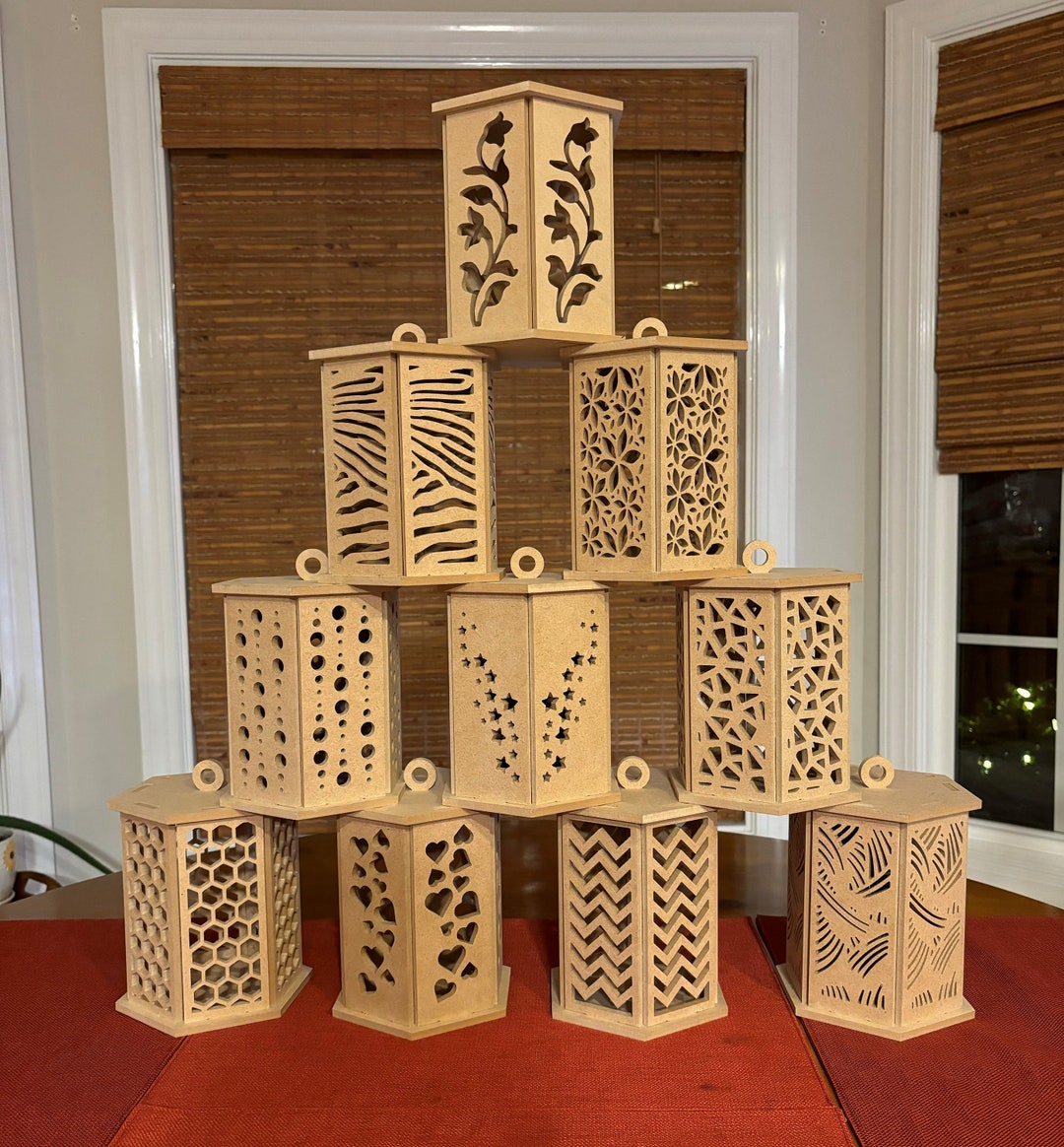 Hexagon Lanterns, Wood Lamps, Digital Download, Crv, Eps, Ai, Svg and ...