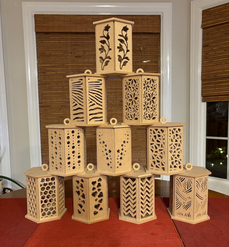 Hexagon Lanterns, Wood Lamps, Digital Download, Crv, Eps, Ai, Svg and ...