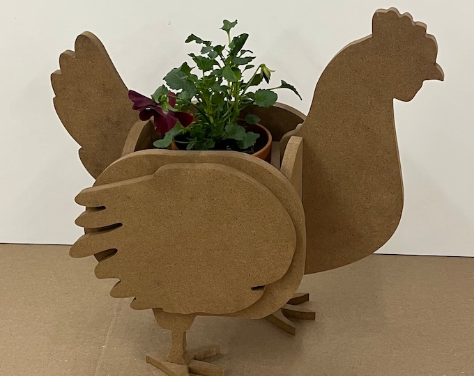 Chicken Pot, Wooden Pet, Chicken Pattern, Decorative Planter, Wood ...