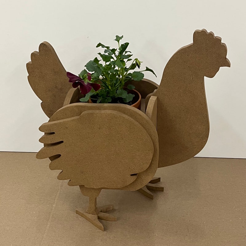 Wooden Chicken Planter - Etsy