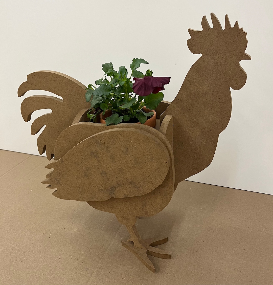 Rooster Pot, Wooden Pet, Rooster Pattern, Decorative Planter, Wood ...