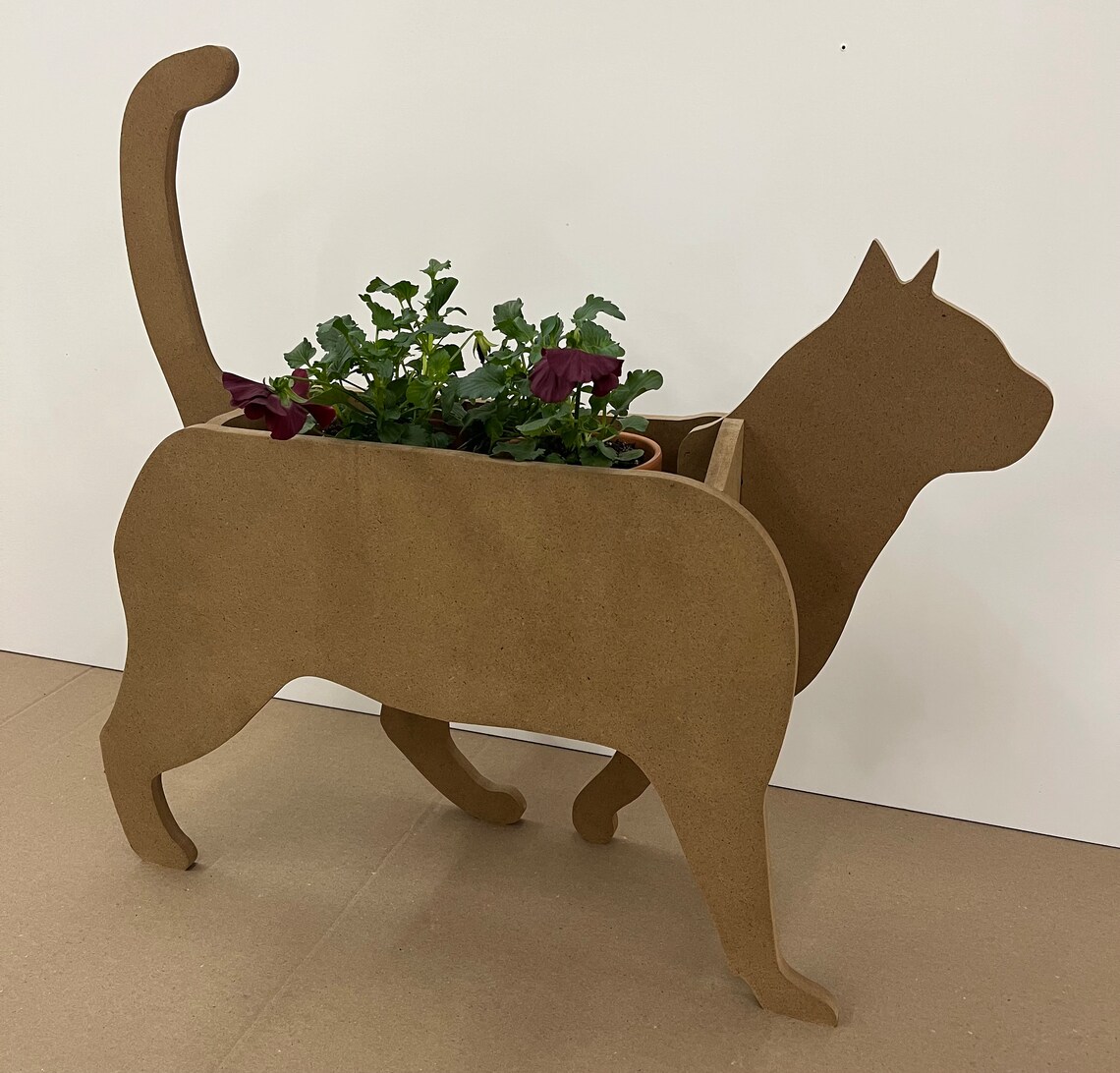 Cat Pot Wooden Pet Cat Pattern Decorative Planter Wood - Etsy