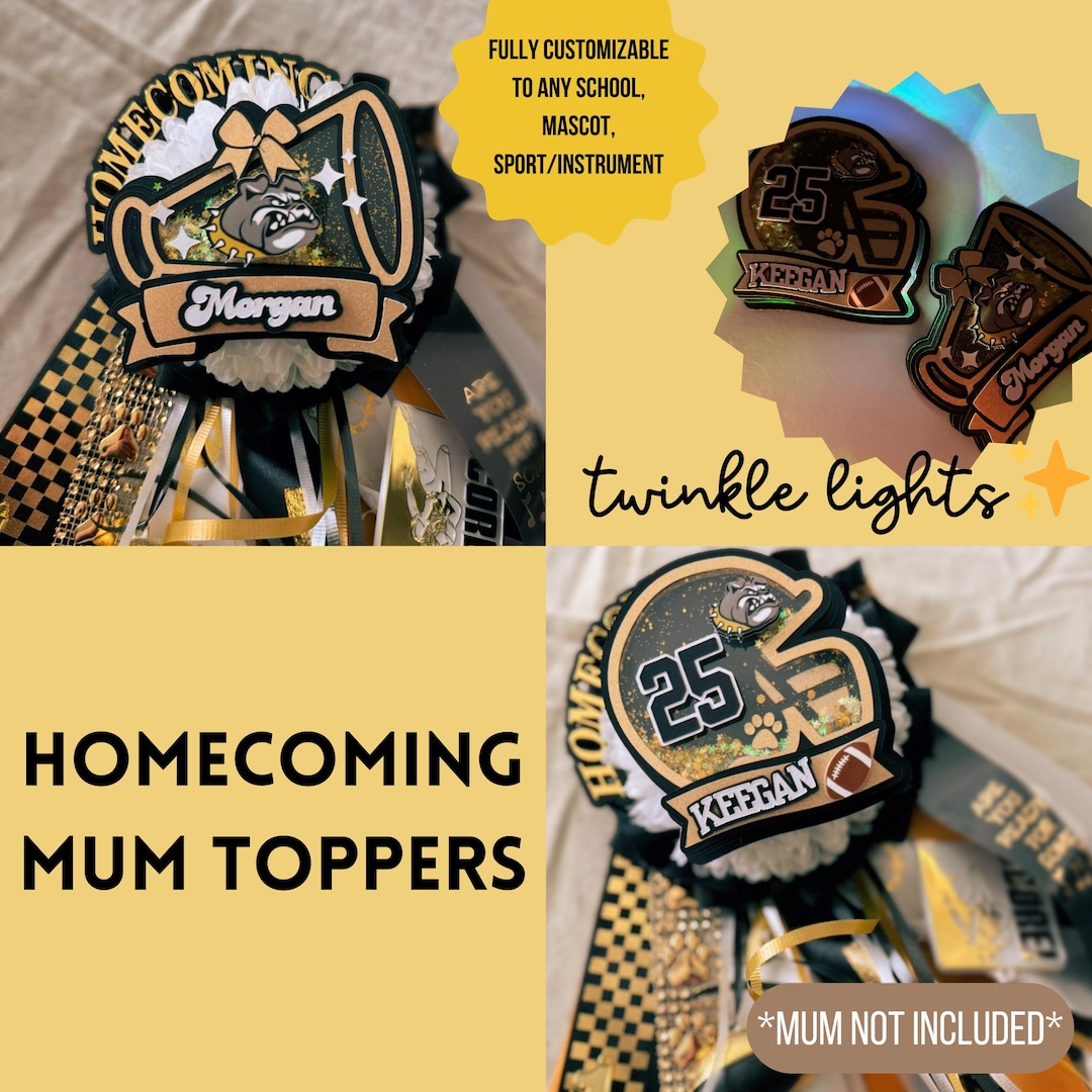 Homecoming Shaker Mum Topper With Lights, HOCO Mum Decoration With ...