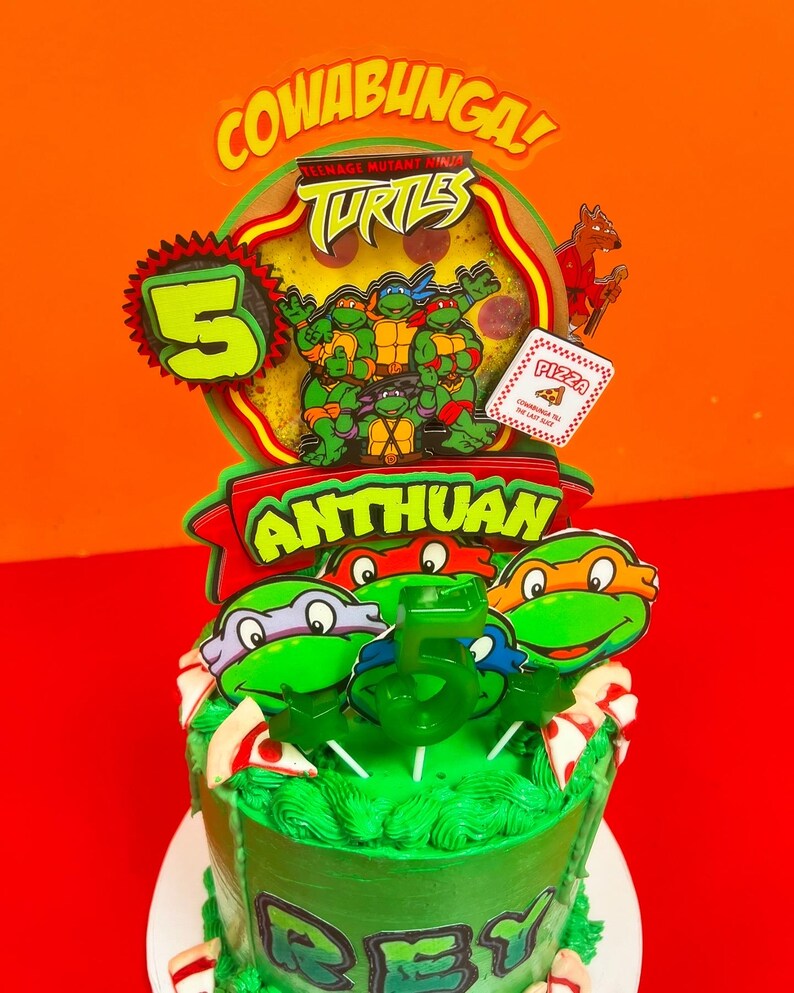 Turtle Birthday Cake Topper, TMNT Teenage Mutant Ninja Turtle Inspired ...