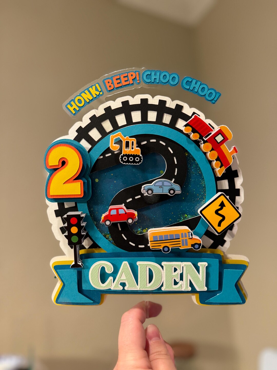 Honk Beep Choo Choo Birthday Cake Topper, Car Train Birthday Cake ...