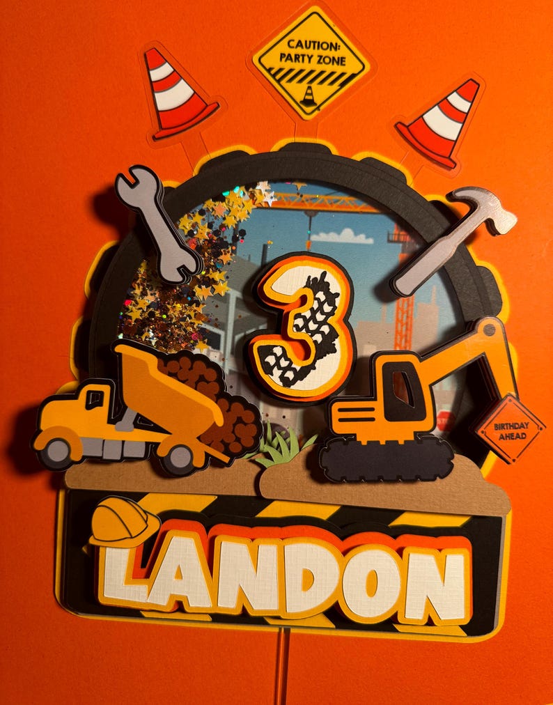Construction Birthday Cake Topper, Excavator Birthday Cake Topper - Etsy