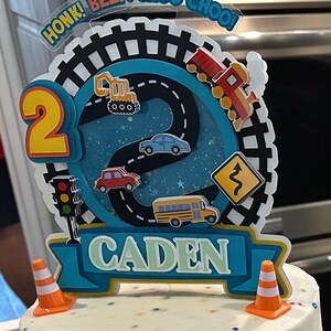 Honk Beep Choo Choo Birthday Cake Topper, Car Train Birthday Cake ...