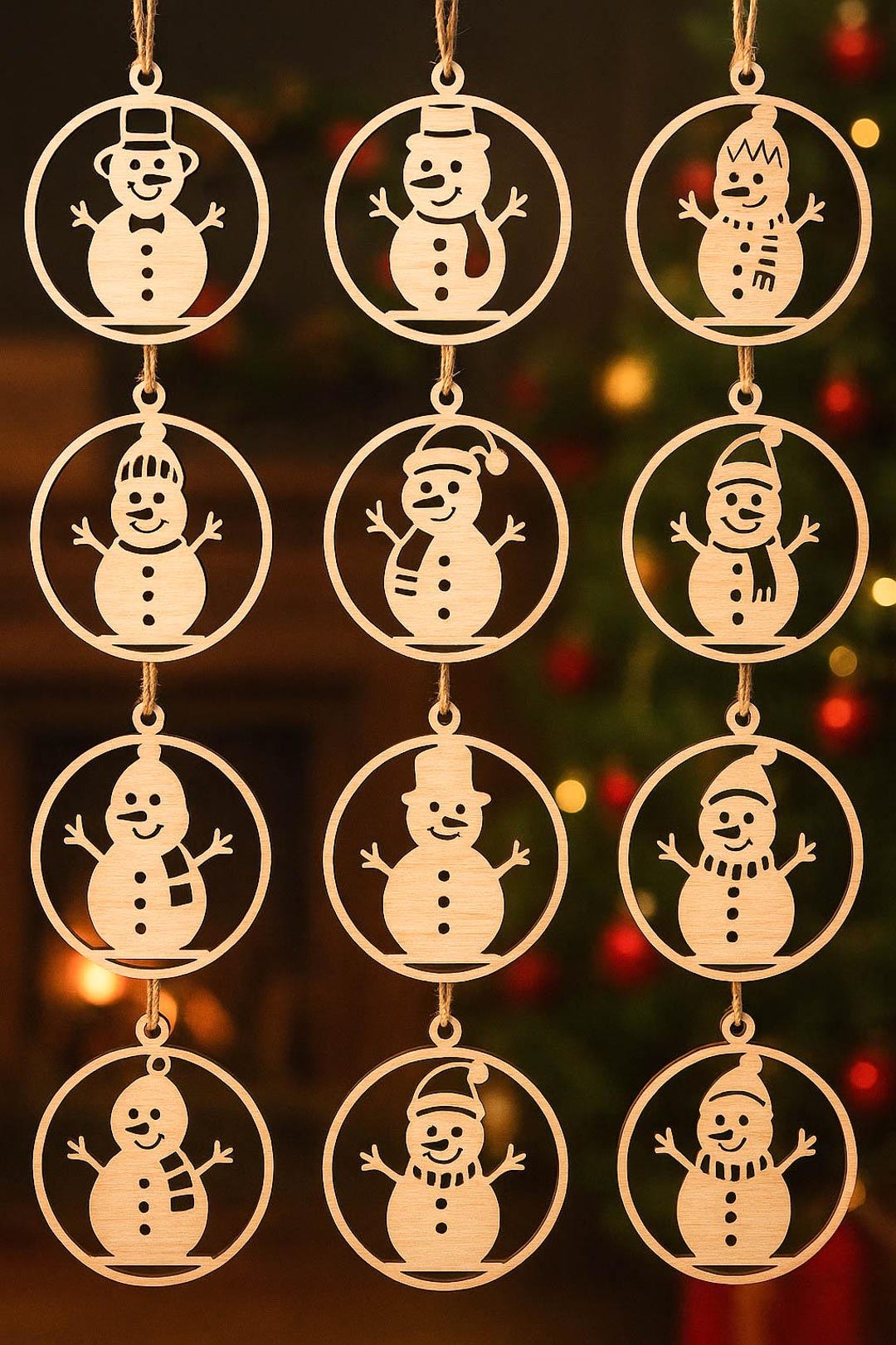 Wooden Snowmen Ornaments – Laser Cut Christmas Decor (digital Download ...