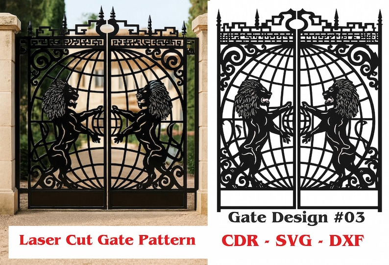 Decorative Gate Design SVG DXF CDR | Laser Cut Pattern | Plasma | Gate ...
