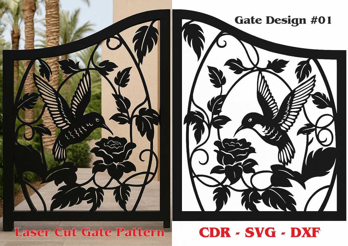 Decorative Gate Design SVG DXF CDR | Laser Cut Pattern | Plasma | Gate ...