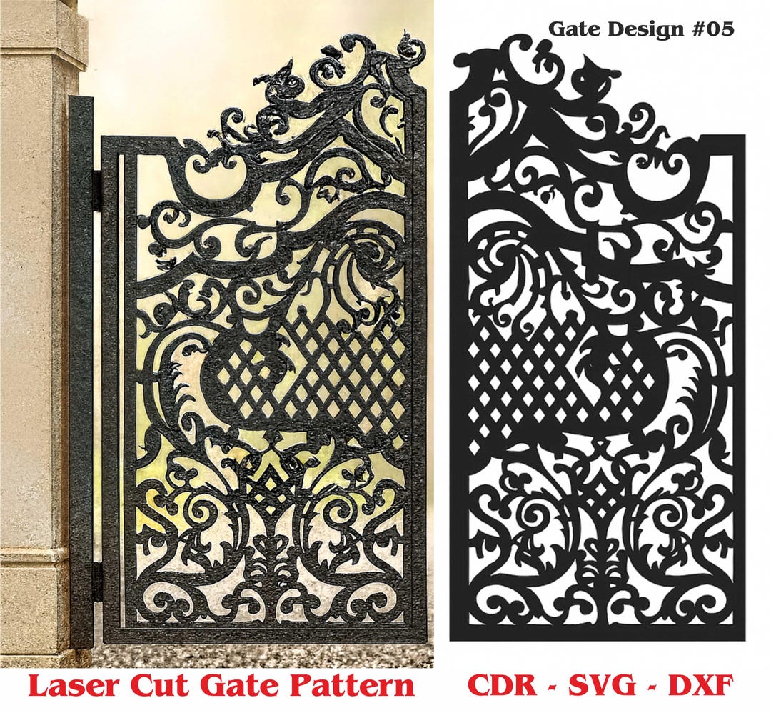 Decorative Gate Design SVG DXF CDR | Laser Cut Pattern | Plasma | Gate ...