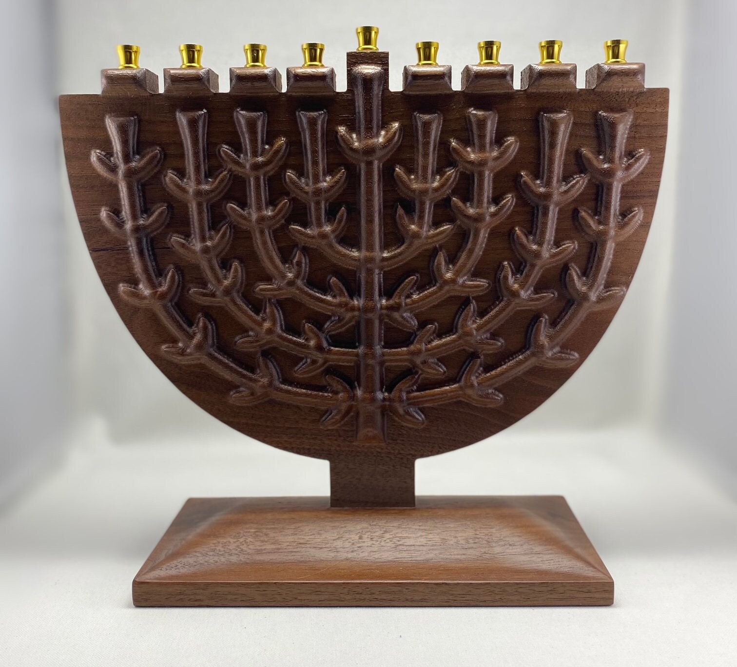 Custom Walnut Wood Menorah - Hanukkah Candle Holder - Holidays - Jewish ...