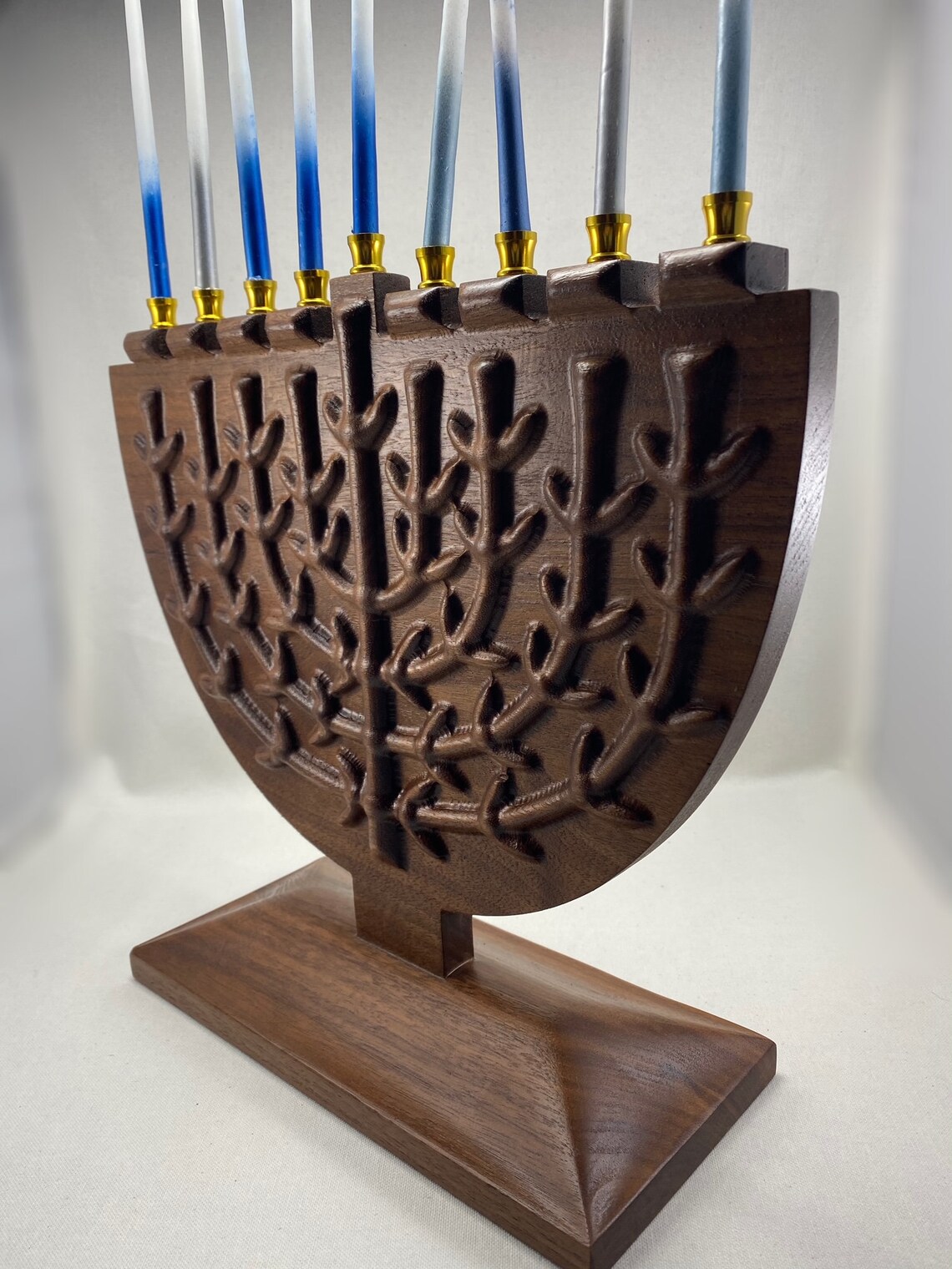 Custom Walnut Wood Menorah - Hanukkah Candle Holder - Holidays - Jewish ...