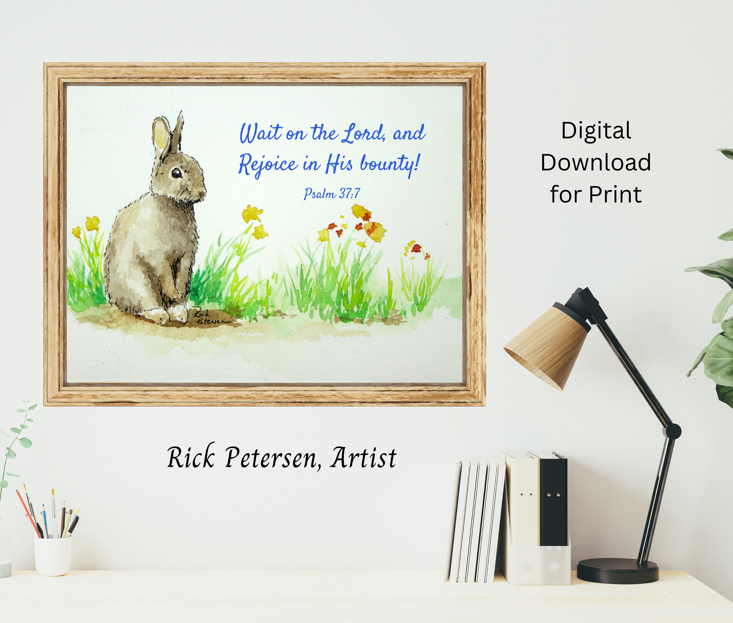 Waiting Bunny Inspirational Download for Print Psalm 37:7 Bible Verse ...