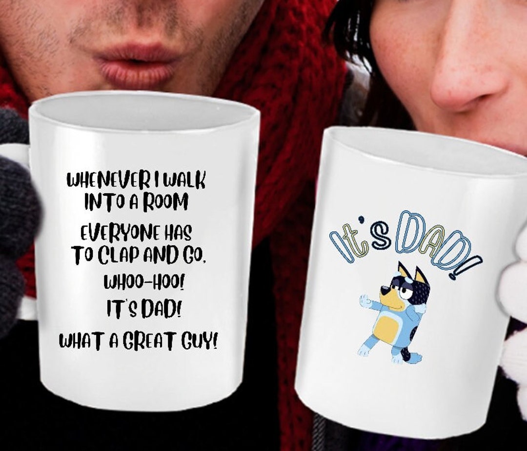 It's Dad Blue Mug, Blue and Bandit Mug, Birthday Gift, Bandit Mug, Blue ...