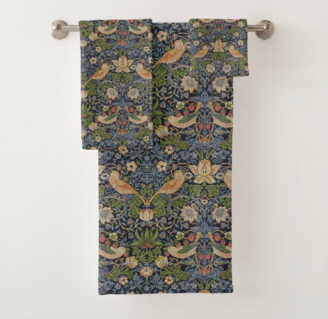 William Morris Towels, Strawberry Thief, Sage Bath Towel Set, Wash ...