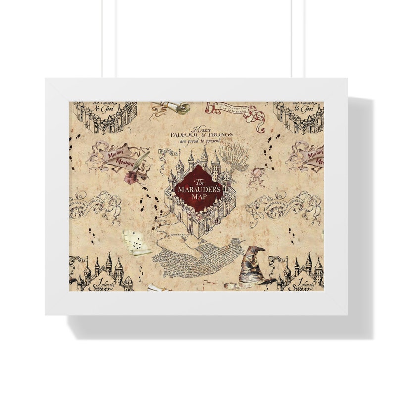 Marauders Map Framed Poster, HP Fan Gift, Harry Fan, - Etsy