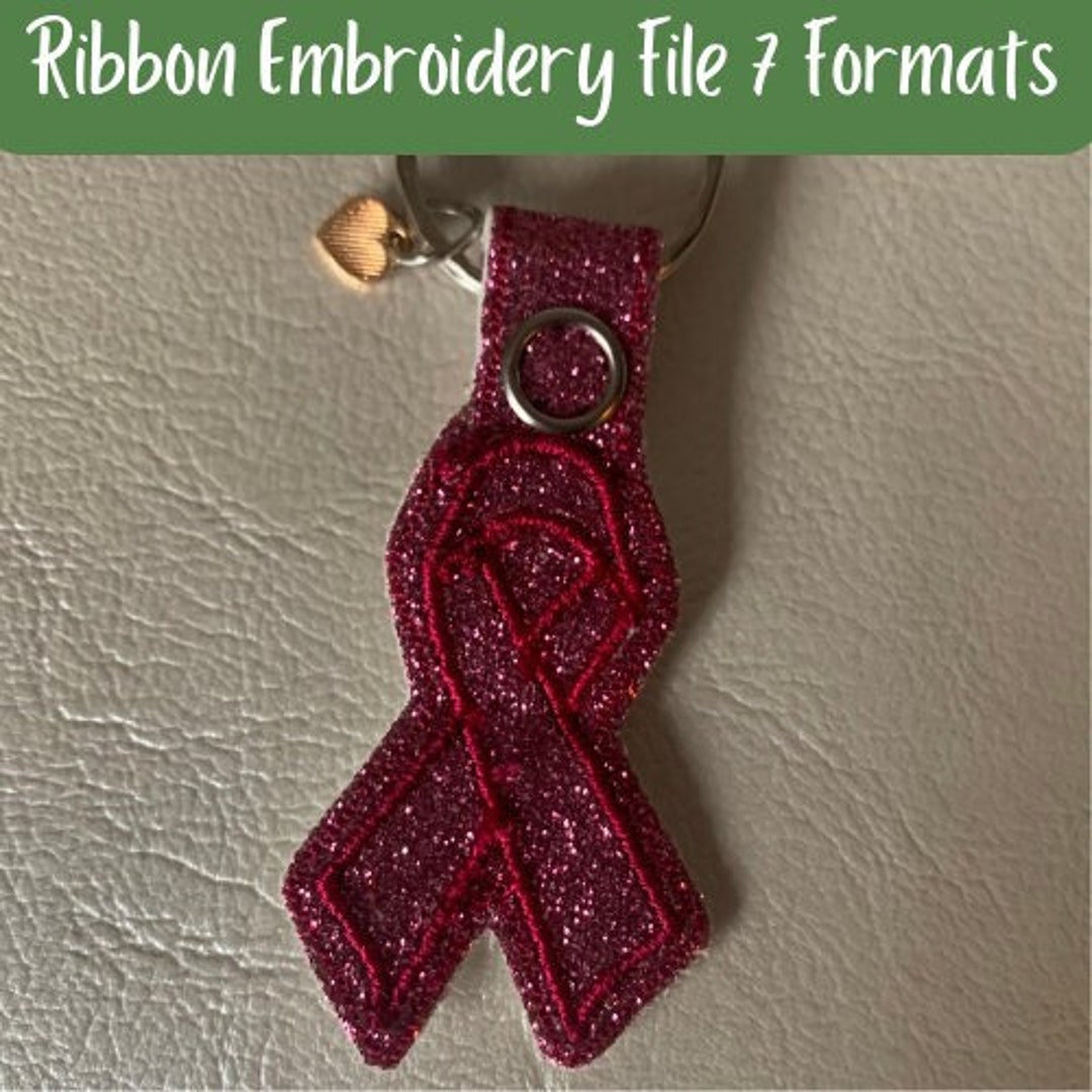 Ribbon Key Chain Embroidery File - Digital Design - Breast Cancer ...