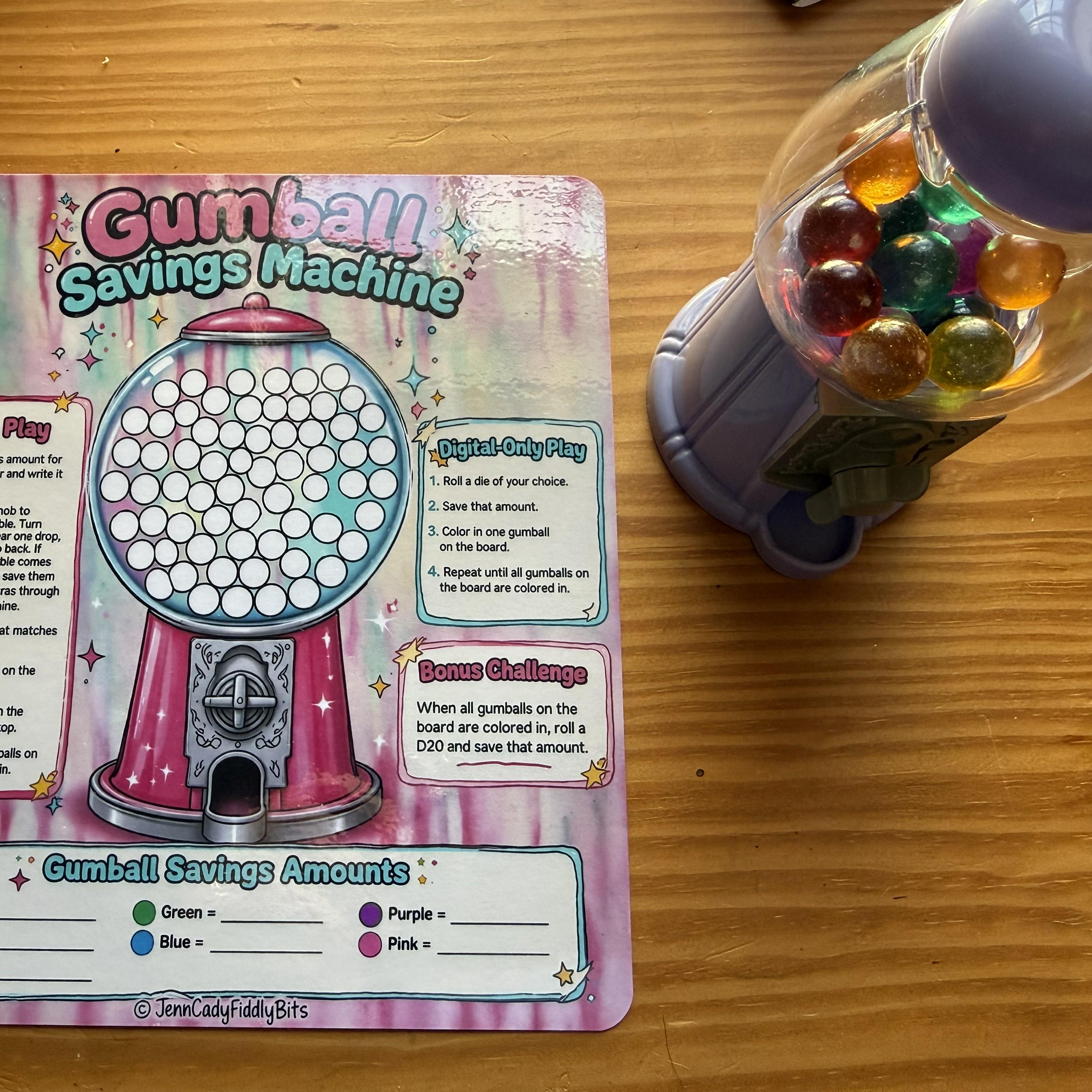 Gumball Savings Machine Challenge | Laminated Budget Game With Mini ...