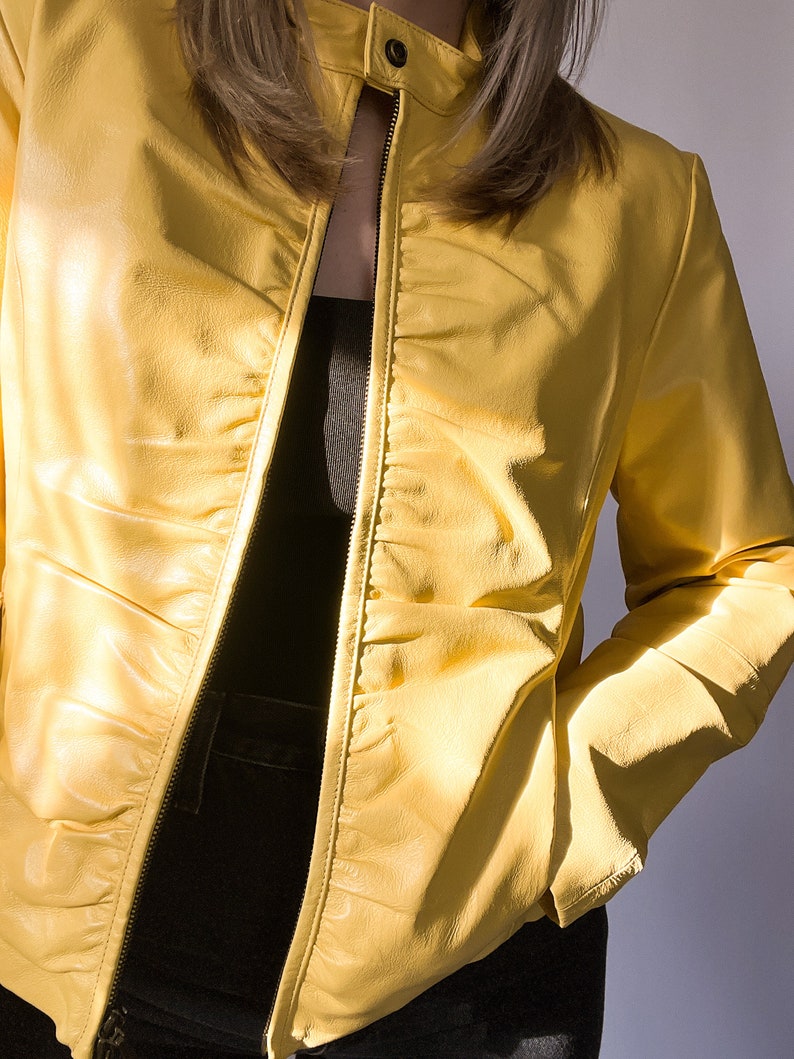 Canary Yellow Leather Jacket - Etsy