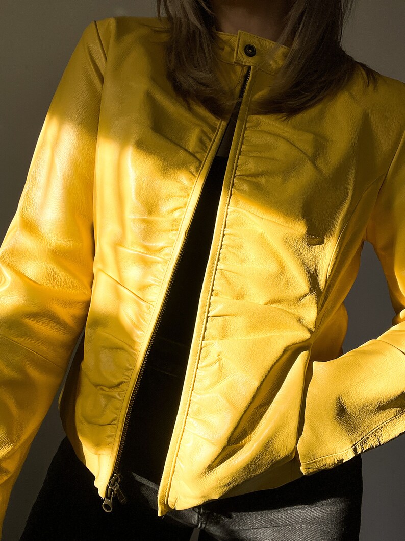 Canary Yellow Leather Jacket - Etsy