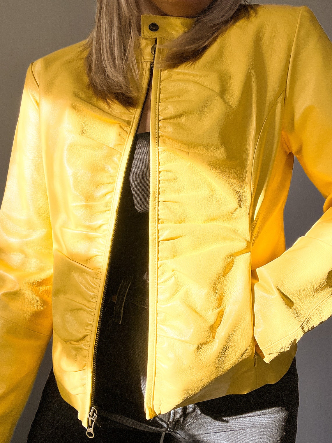 Canary Yellow Leather Jacket - Etsy