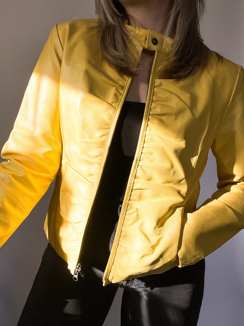 Canary Yellow Leather Jacket - Etsy