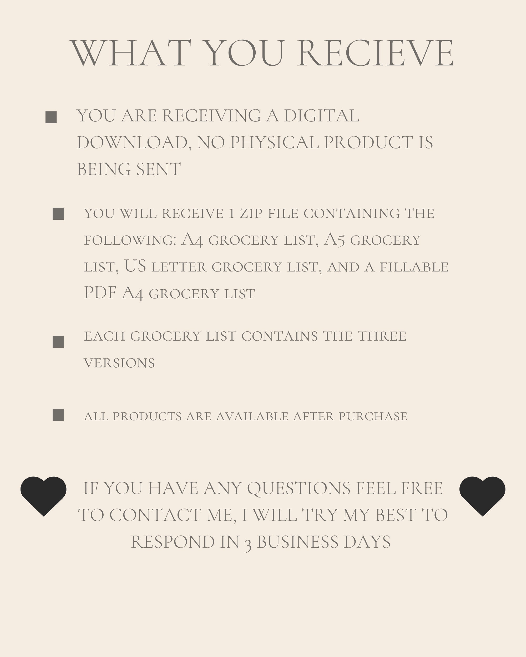 Minimal Grocery Checklist, Shopping Organizer, Customizable Errands ...