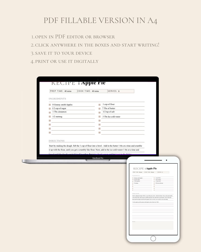 Recipe Template, Customizable Recipe Pages to Write Out Recipes ...